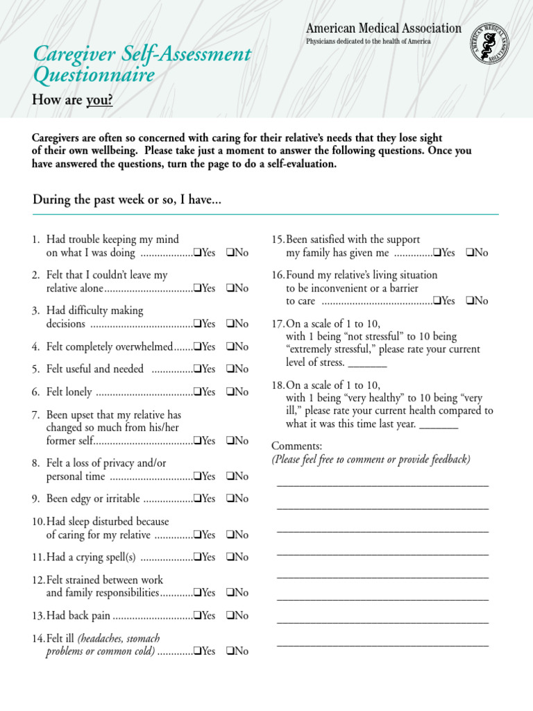 Caregiver Assessment | Download Free PDF | Caregiver | Social Programs