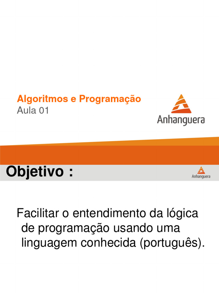 Aula 01 - Algoritmos - ALUNO | Download grátis PDF | Algoritmos