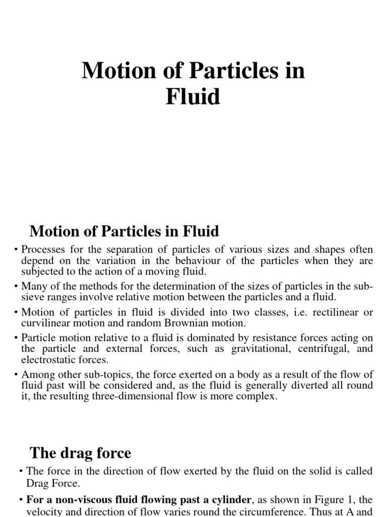 Week 4 and 5 Motion of Particles in Fluid Updated 2 240424 | PDF | Boundary Layer | Drag (Physics)