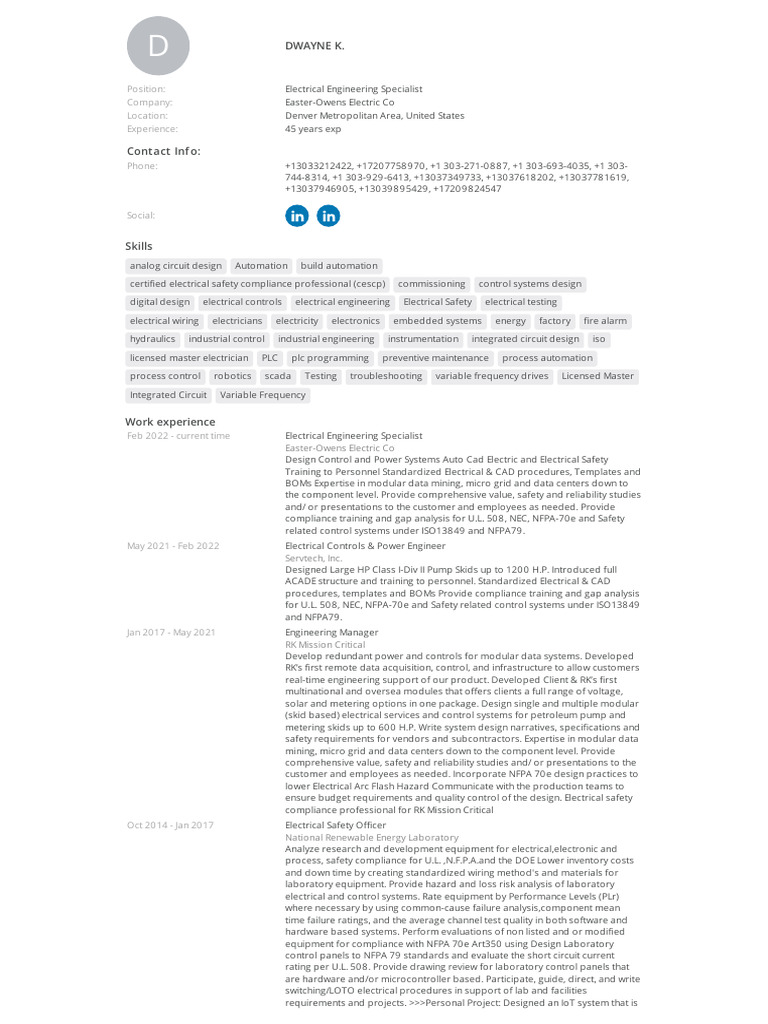 Dwayne K | PDF | Automation | Electrician