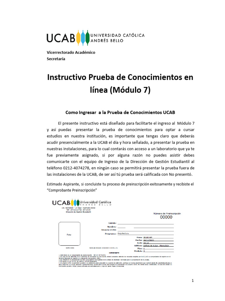 Instructivo Prueba de conocimientos 2024 | PDF