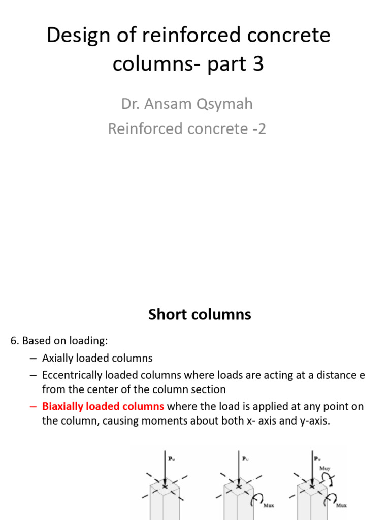 3 Design of Reinforced Concrete Columns - Biaxial | PDF | Column | Bending 3 Design of Reinforced Concrete Columns - Biaxial | PDF | Column | Bending