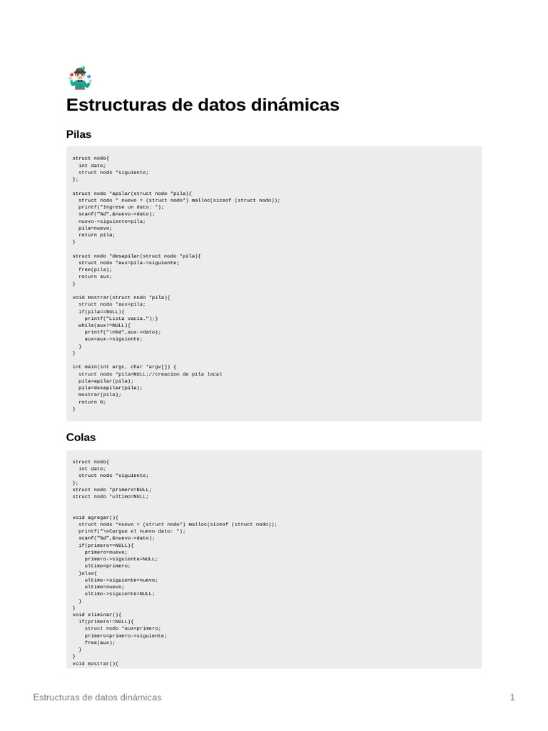 estructuras de datos dinamicas | PDF | Cola (tipo de datos abstractos ...