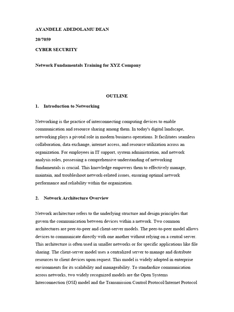 Network Fundamentals Training For XYZ Company Assignment | Download ... Network Fundamentals Training For XYZ Company Assignment | Download ...