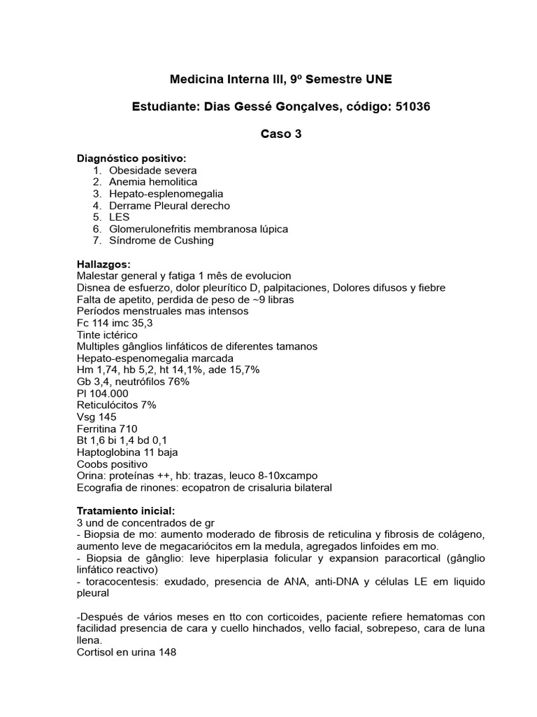 Caso 3 MI3 Gessé | PDF | Hormona adrenocorticotrópica | Medicina CLINICA