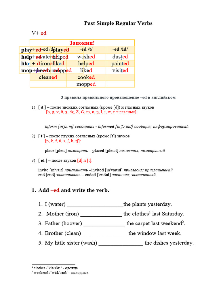 Past Simple Regular Verbs Grammar Drills Grammar Guides Reading ...
