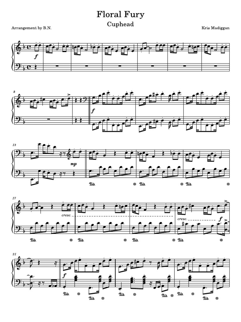 Cuphead - Floral Fury (Piano Arrangement) | PDF