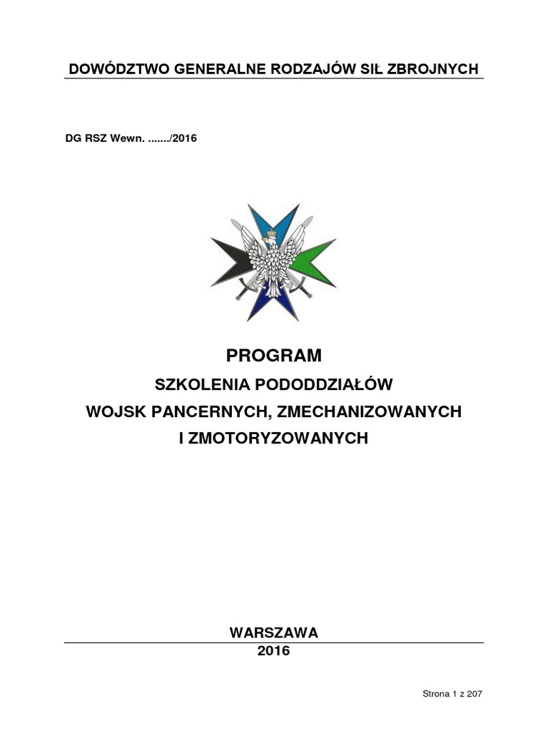 Program Szkolenia Pododdziałów Zawodowych Wojsk Pancernych I ... Program Szkolenia Pododdziałów Zawodowych Wojsk Pancernych I ...