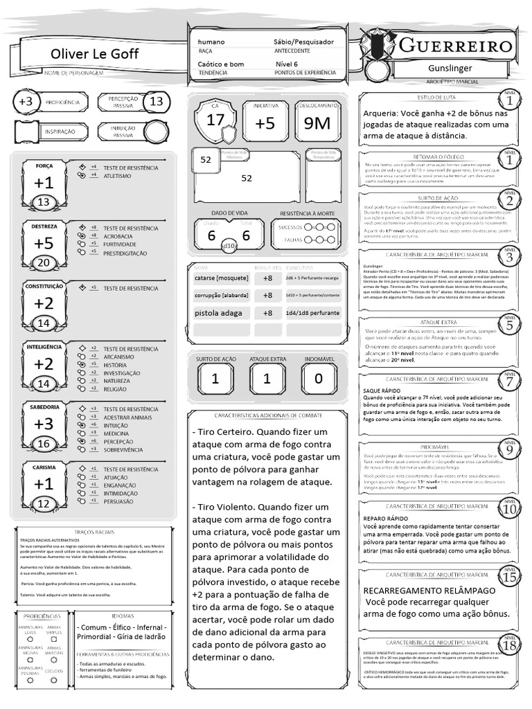 DND 5e Oliver Le Goff Nv6 | PDF | Pólvora | Armas de fogo