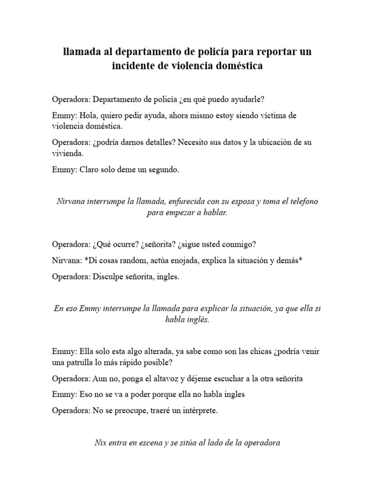 Llamada Al Departamento de Policía para Reportar Un Incidente de ...