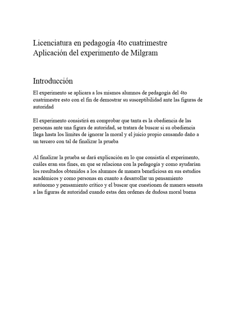 Aplicación del Experimento de Milgram | PDF | Sicología