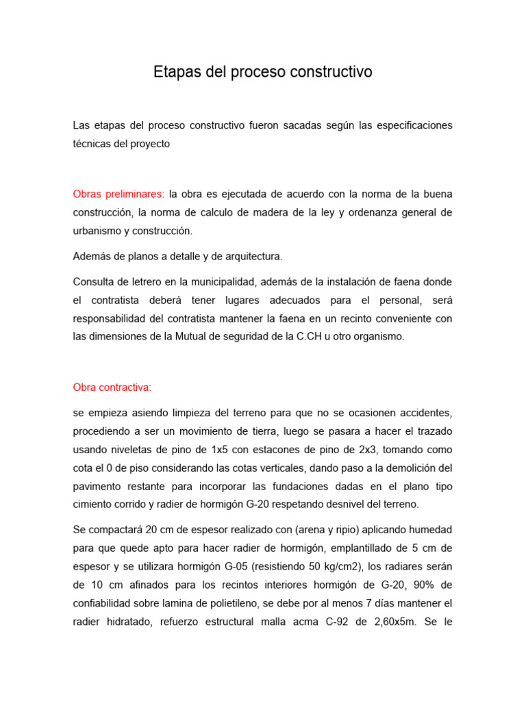 Etapas del Proceso Constructivo | PDF | Hormigón | Materiales de construcción