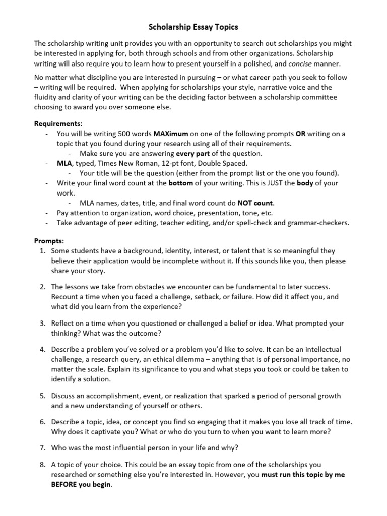 1.2 - Scholarship Writing Assignment | PDF | Vocabulary | Experience