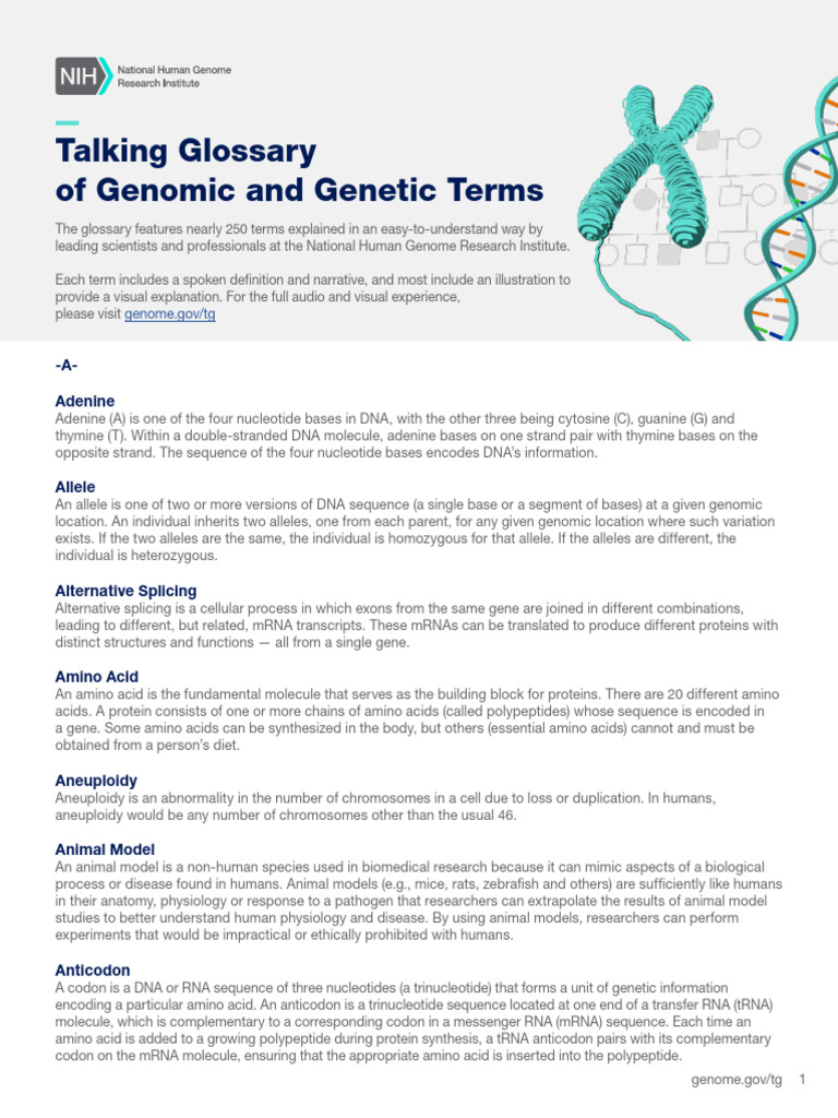 NHGRI Talking Glossary | PDF | Gene | Genetics