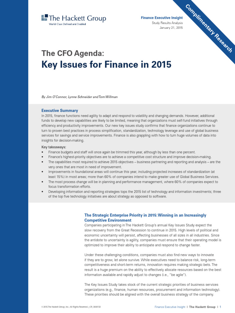 Hackett CFO Key Issues | PDF | Outsourcing | Strategic Management