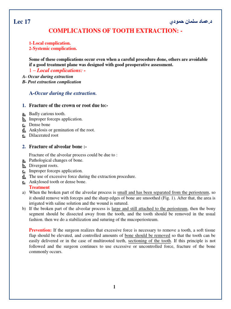 Complications of Teeth Extraction | PDF | Medical Specialties ...