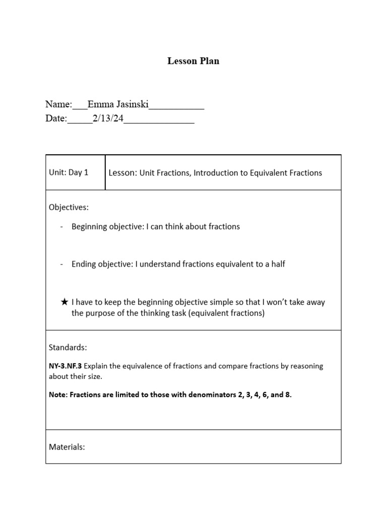 Tpa B Lesson Plan 1 | PDF | Learning | Cognition