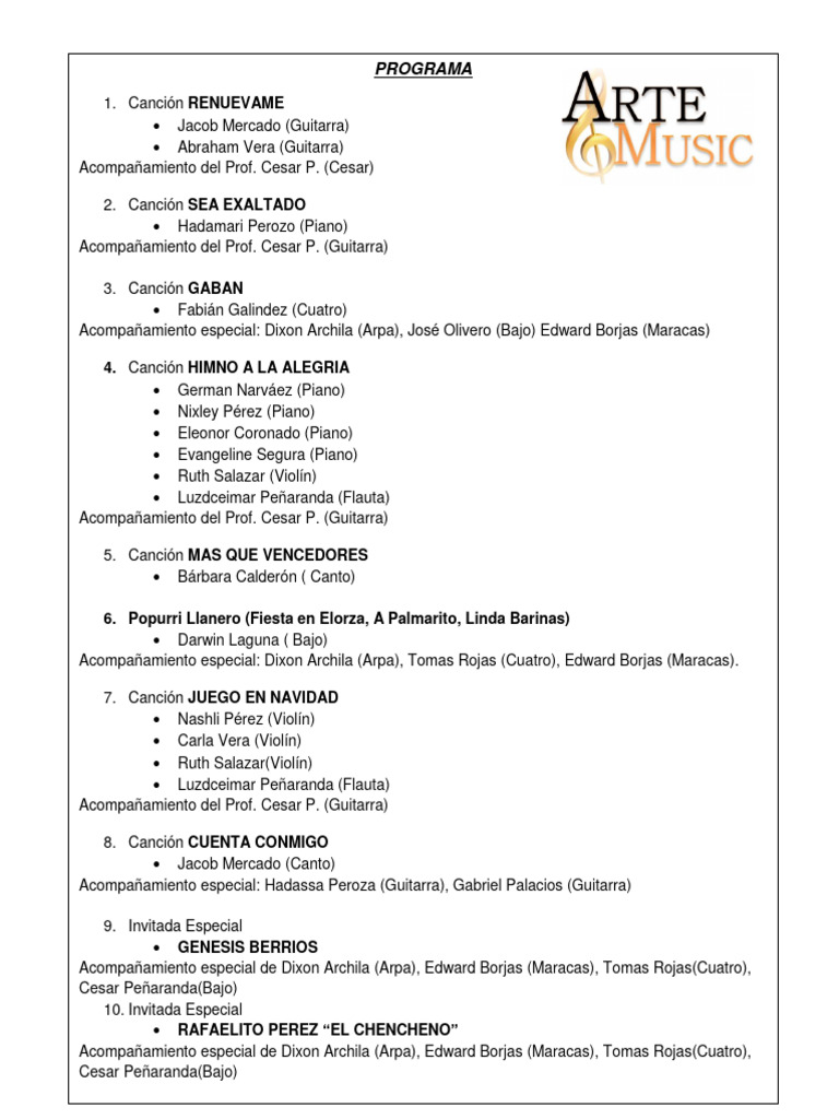 Programa Recital | PDF | Instrumentos de cuerda