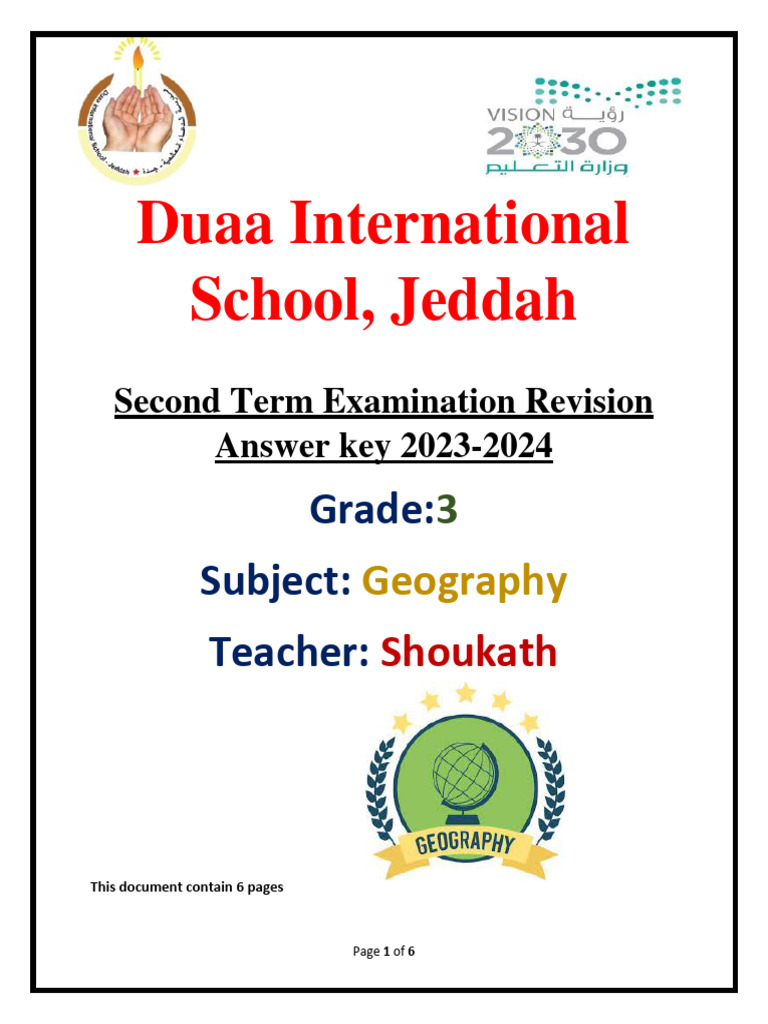 GRADE 3 REVISION GEOGRAPHY - Answer Key 2024 | PDF | Natural ...