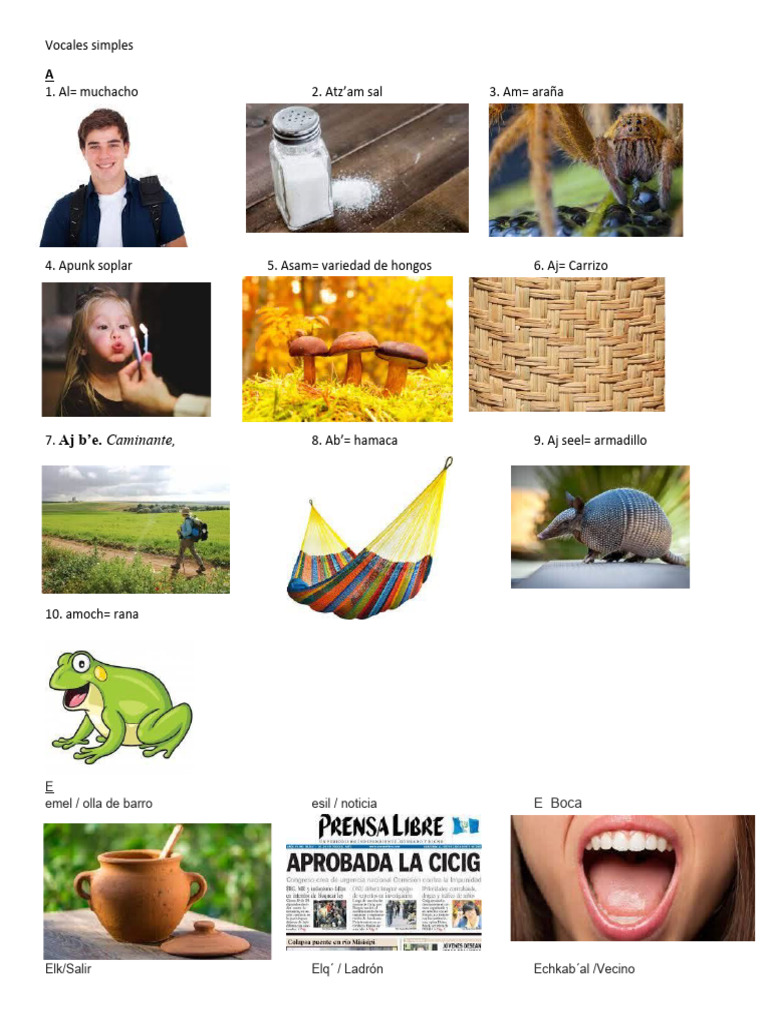 Vocales y vocabulario en Q'eqchi' | PDF | Arte