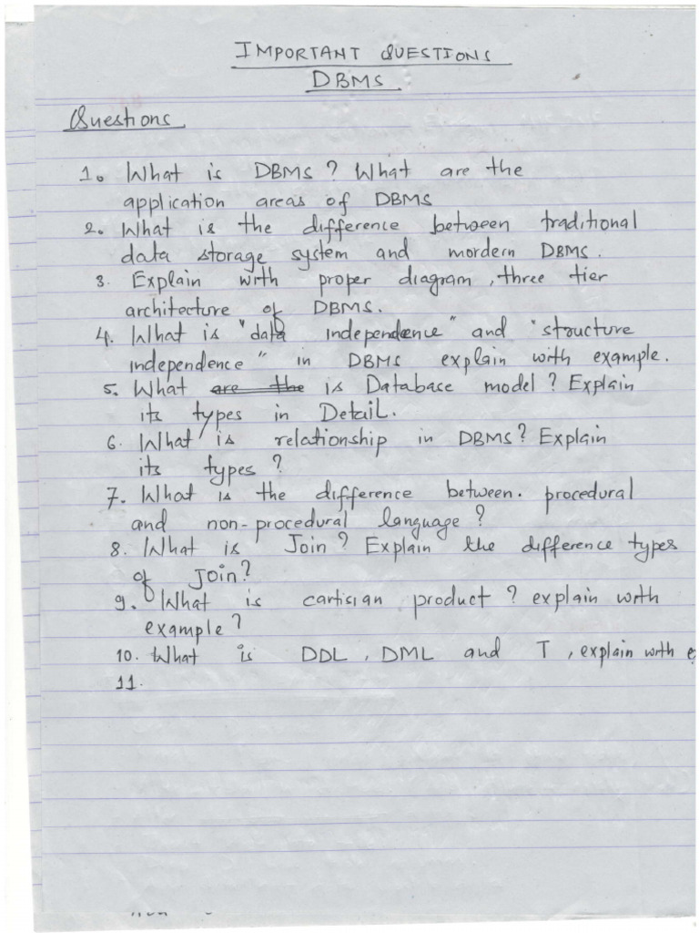 Dbms Important Questions | PDF | Social Science | Teaching Methods & Materials