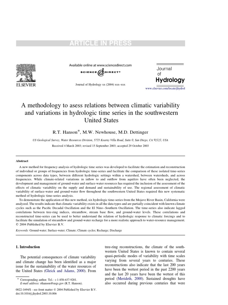 Hanson Methods | PDF | Groundwater | Time Series