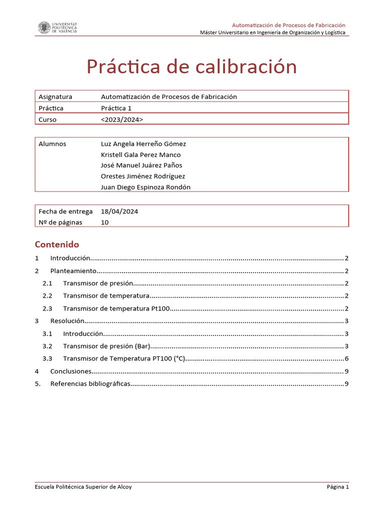 VF Practica de Calibración | PDF | Medición | Calibración