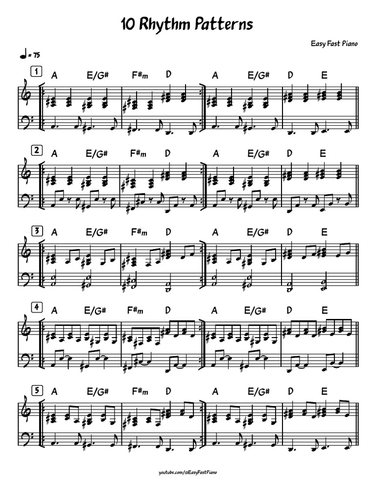 Easy Fast Piano 10 Rhythm Patterns | PDF