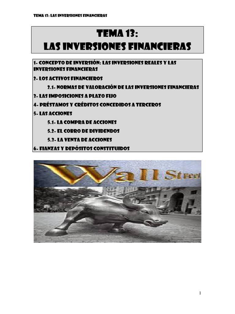 Tema 13 Inversiones Financieras | PDF | Compartir (Finanzas) | Finanzas y dinero