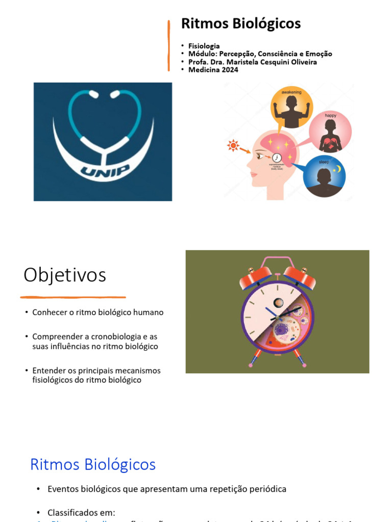 Aula Fisiologia Ritmos Biologicos | PDF | Ritmo Circadiano | Biologia