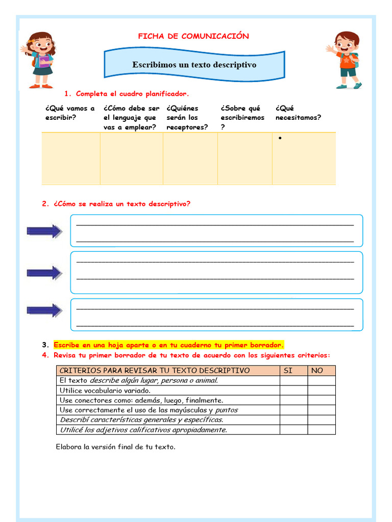 Escribe Un Texto Descriptivo | PDF | Lingüística