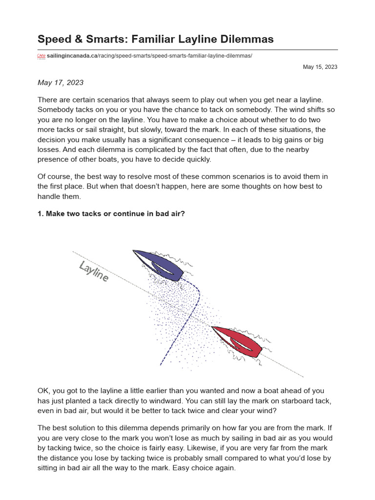 Speed & Smarts - Familiar Layline Dilemmas | PDF