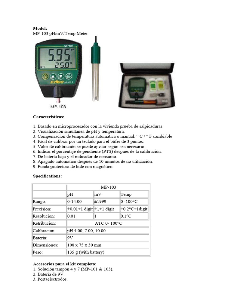 Medidor de PH Marca Gondo | PDF | Metrología | Química analítica