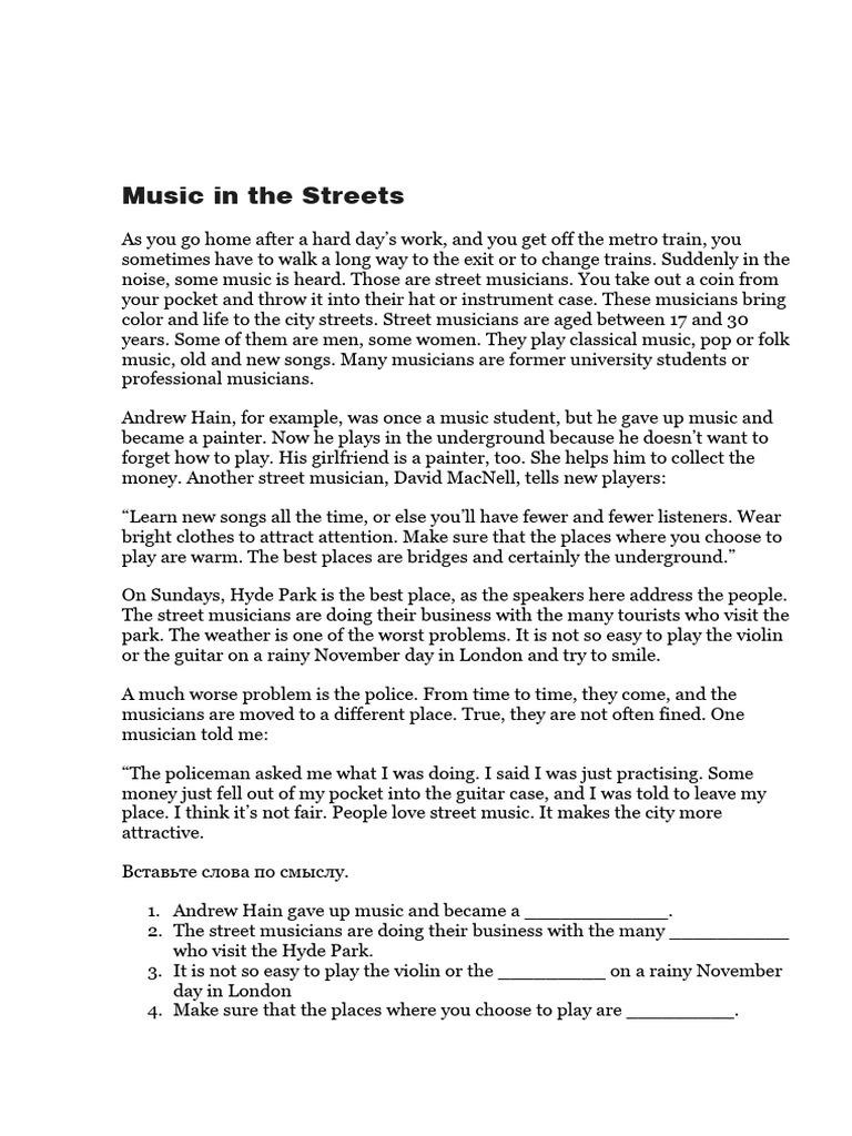 Music in The Streets | PDF