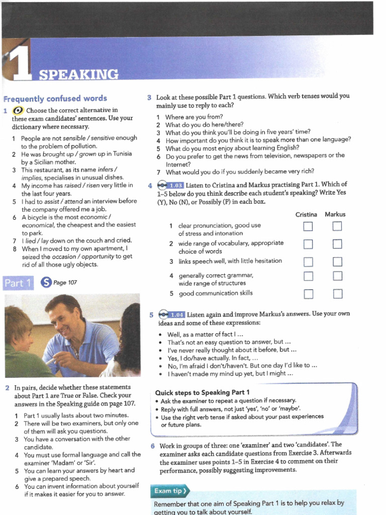 CAE Speaking Part 1 | PDF