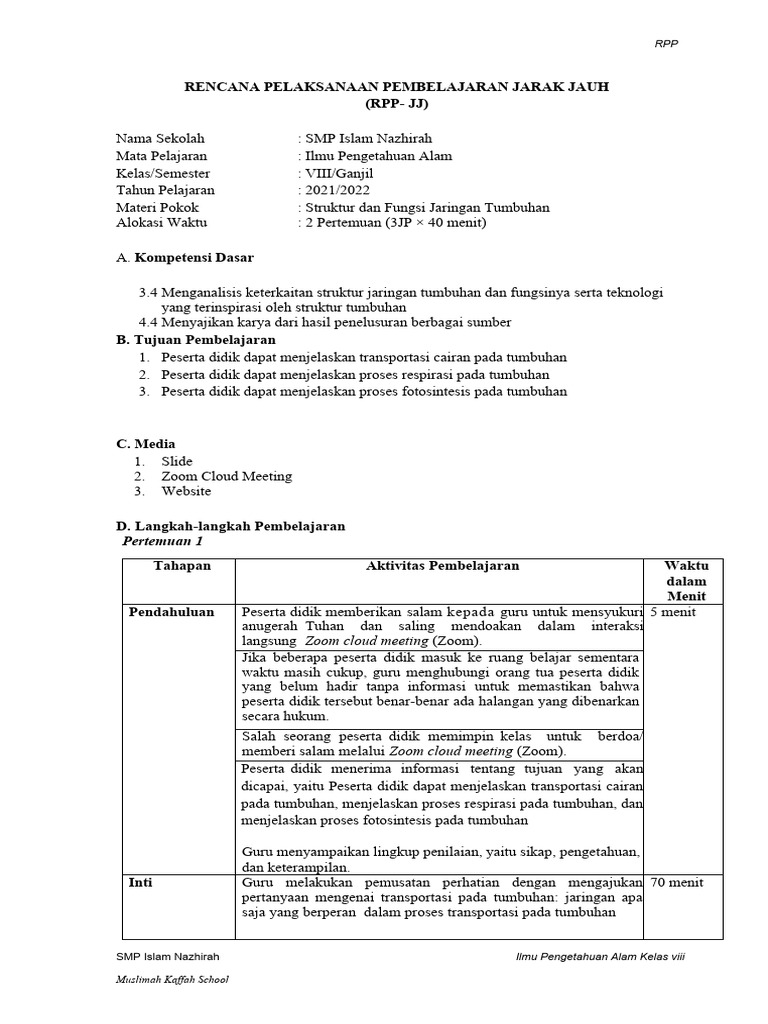 RPP - 5, Struktur Dan Fungsi Jaringan Tumbuhan | PDF | Karier & Perkembangan | Kesehatan Holistik