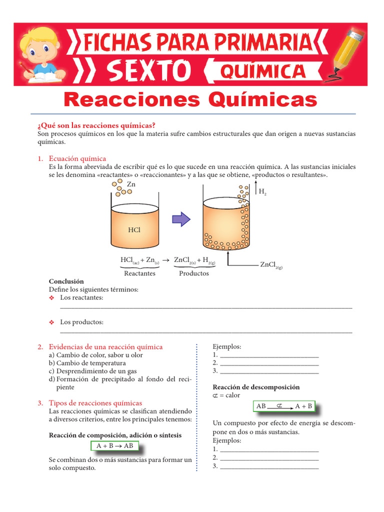 Que Son Las Reacciones Químicas Para Sexto de Primaria | PDF ...