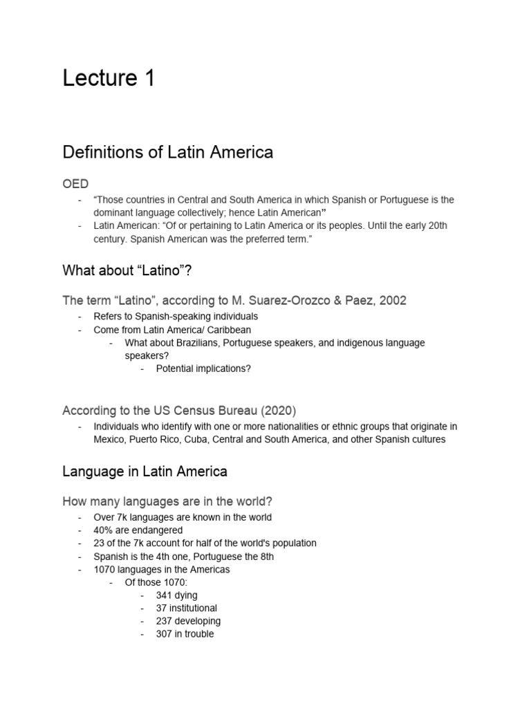 1st. Lecture | PDF | Spanish Language | Latin America