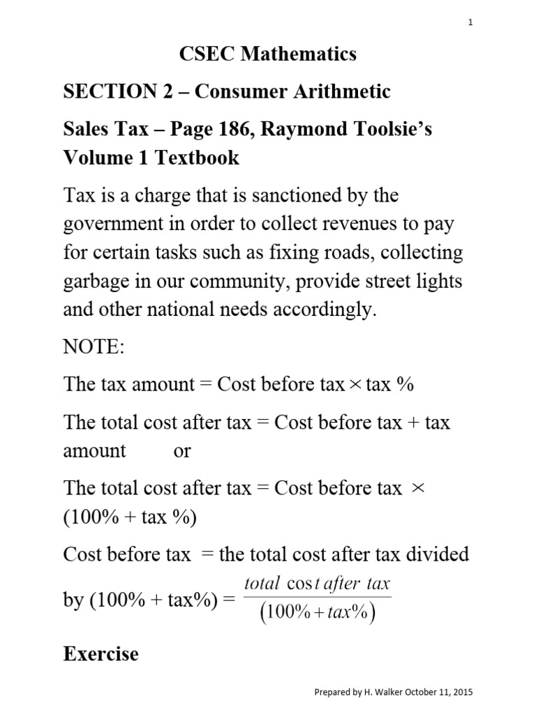 Consumer Arithmetic in CSEC Mathematics | PDF | Interest | Overtime