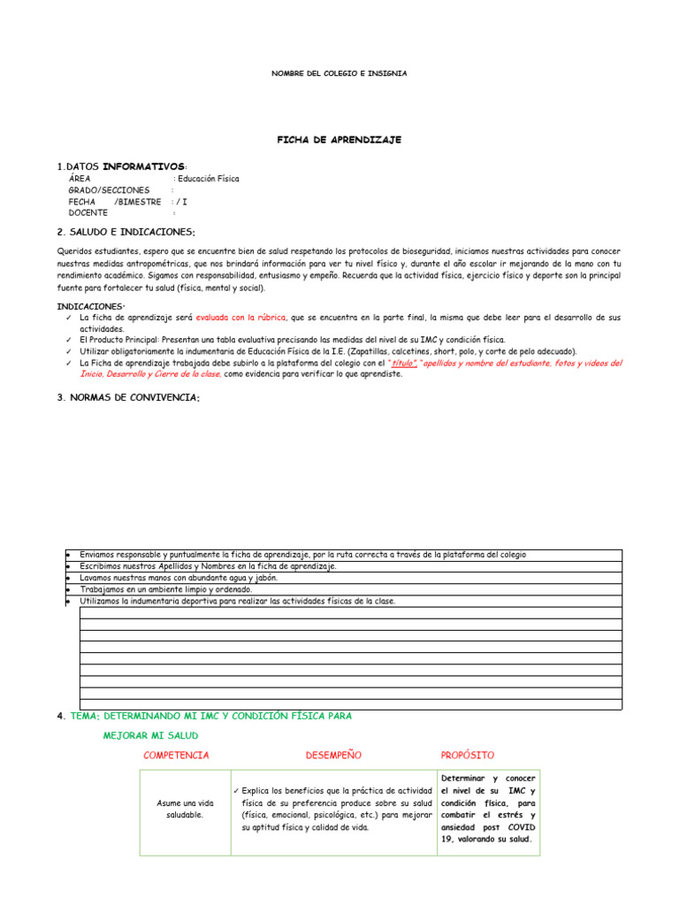 Sesión Nº2 Diagnótico IMC y Conocimieto de Intensidad de Ejercicio | PDF | Ritmo cardiaco ...