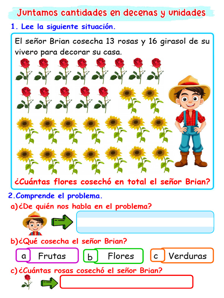 FICHA JUNTAMOS CANTIDADES EN DECENAS Y UNIDADES | PDF
