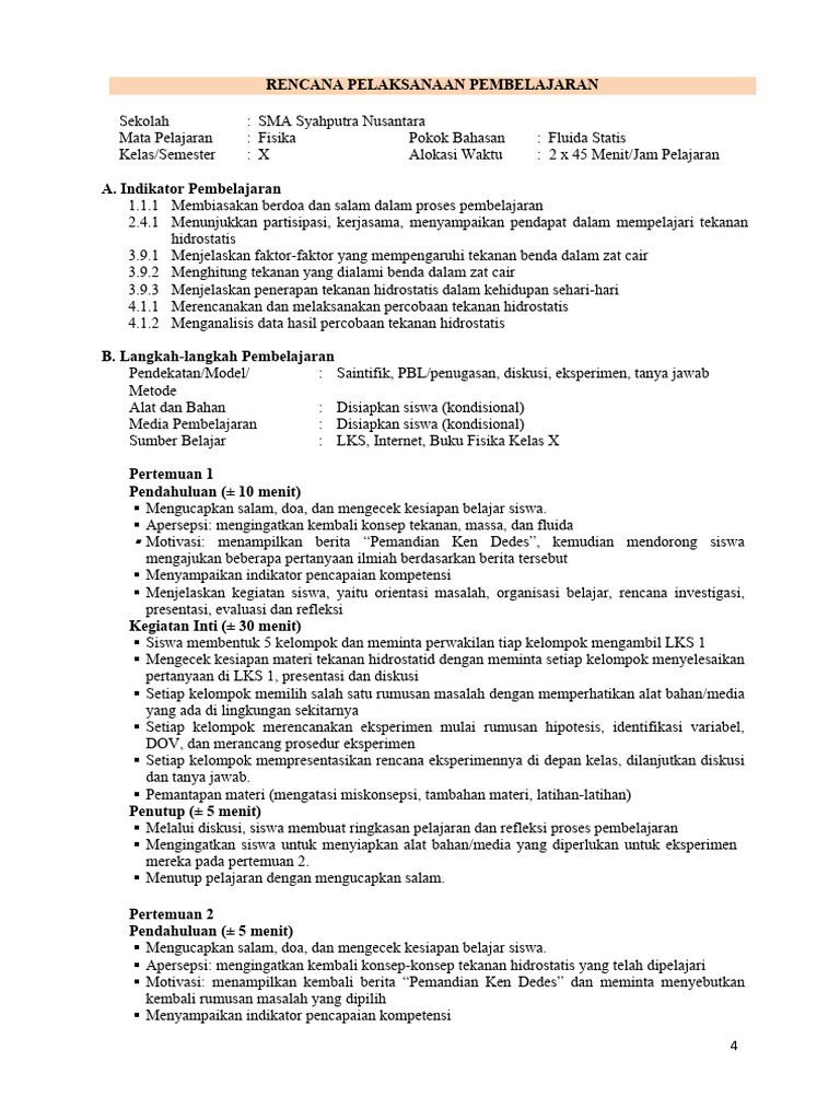 RPP PBL - Eksperimen (Alat Tidak Tersedia) - 180822 - Final | PDF ...