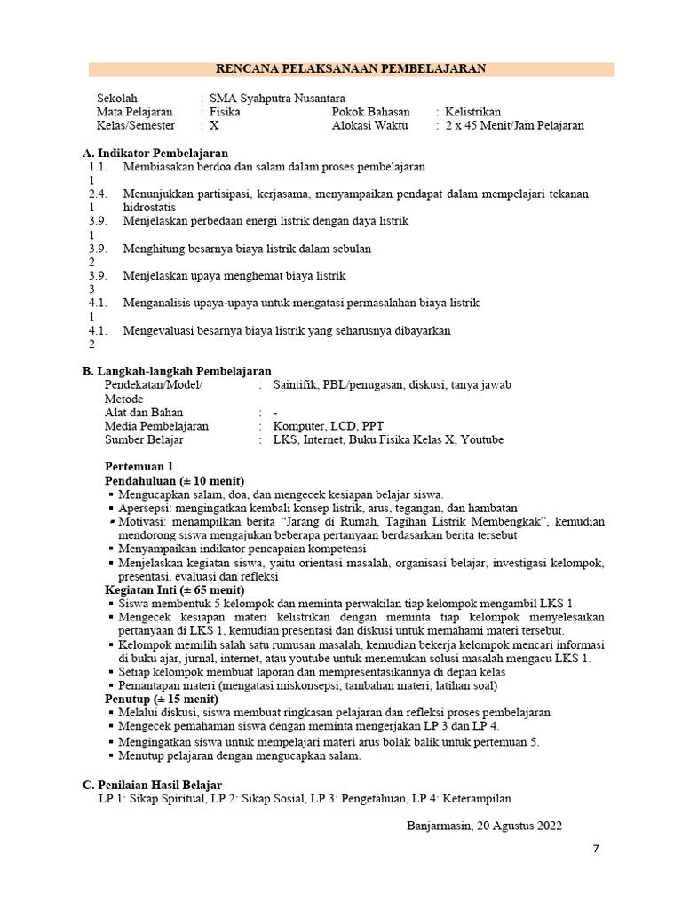 RPP PBL - Pemecahan Masalah Matematis | PDF | Pengembangan Diri ...
