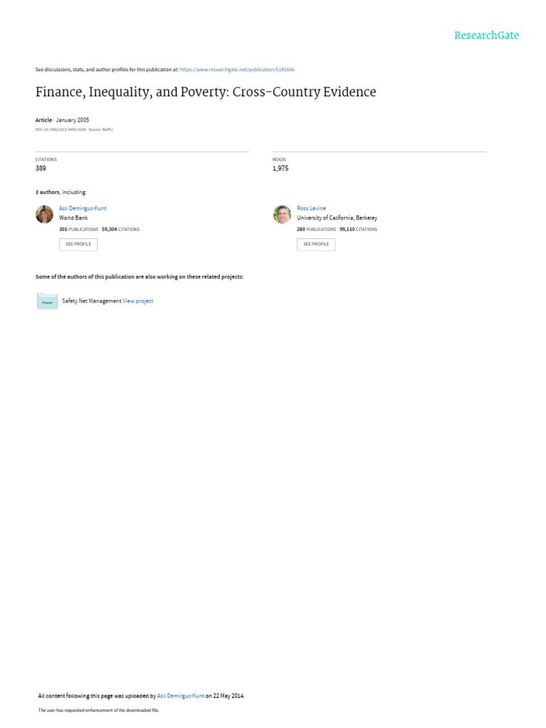 Finance, Inequality, and Poverty - Cross-Country Evidence | PDF ...