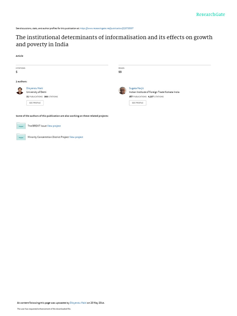 The Institutional Determinants of Informalisation | PDF | Employment ...