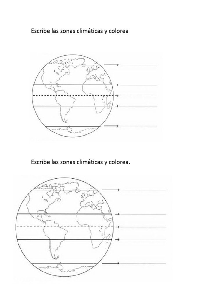 Escribe Las Zonas Climáticas y Colorea | PDF
