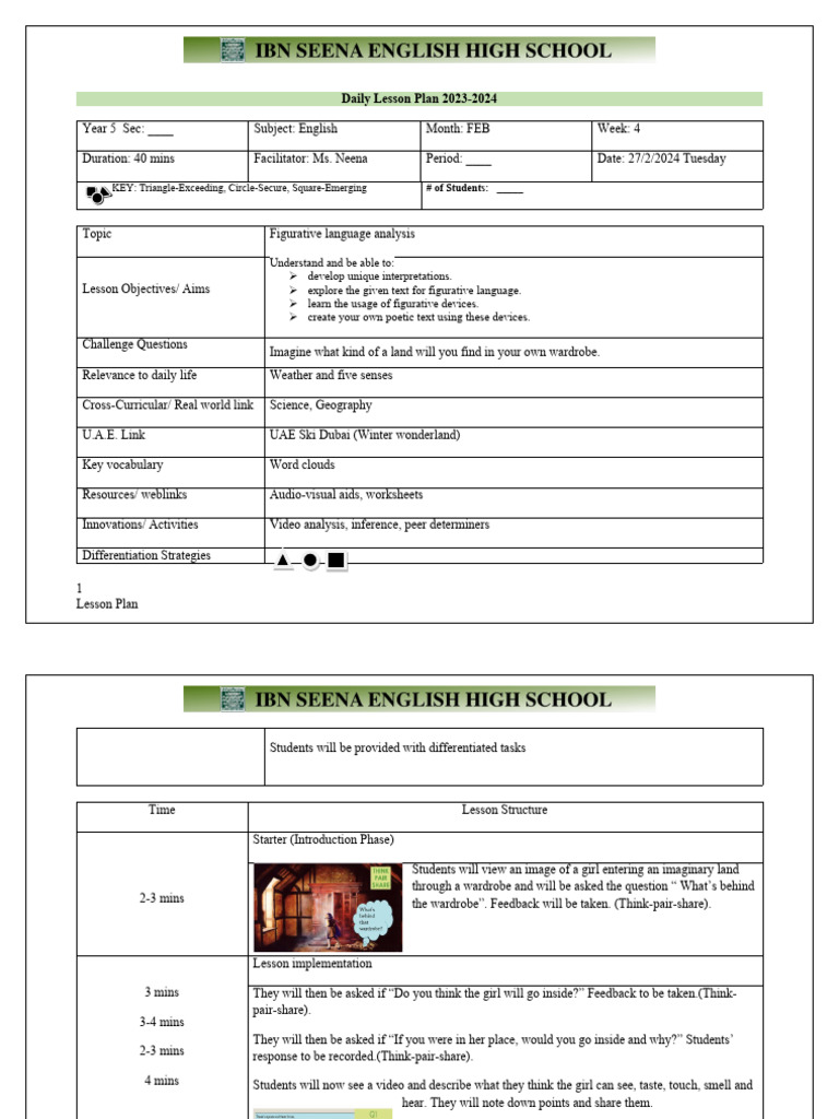 Y5 Spea Day 2 Lesson Plans 2024 | PDF | Lesson Plan | Poetry