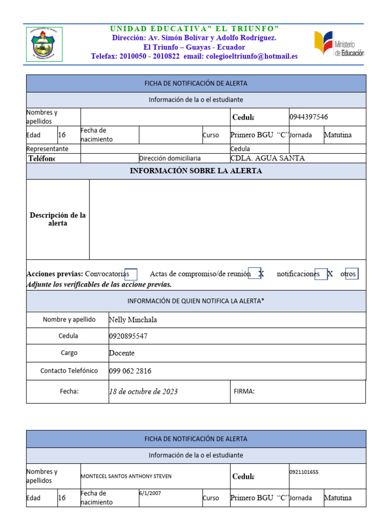 1.ficha de Notificación de Alerta | PDF