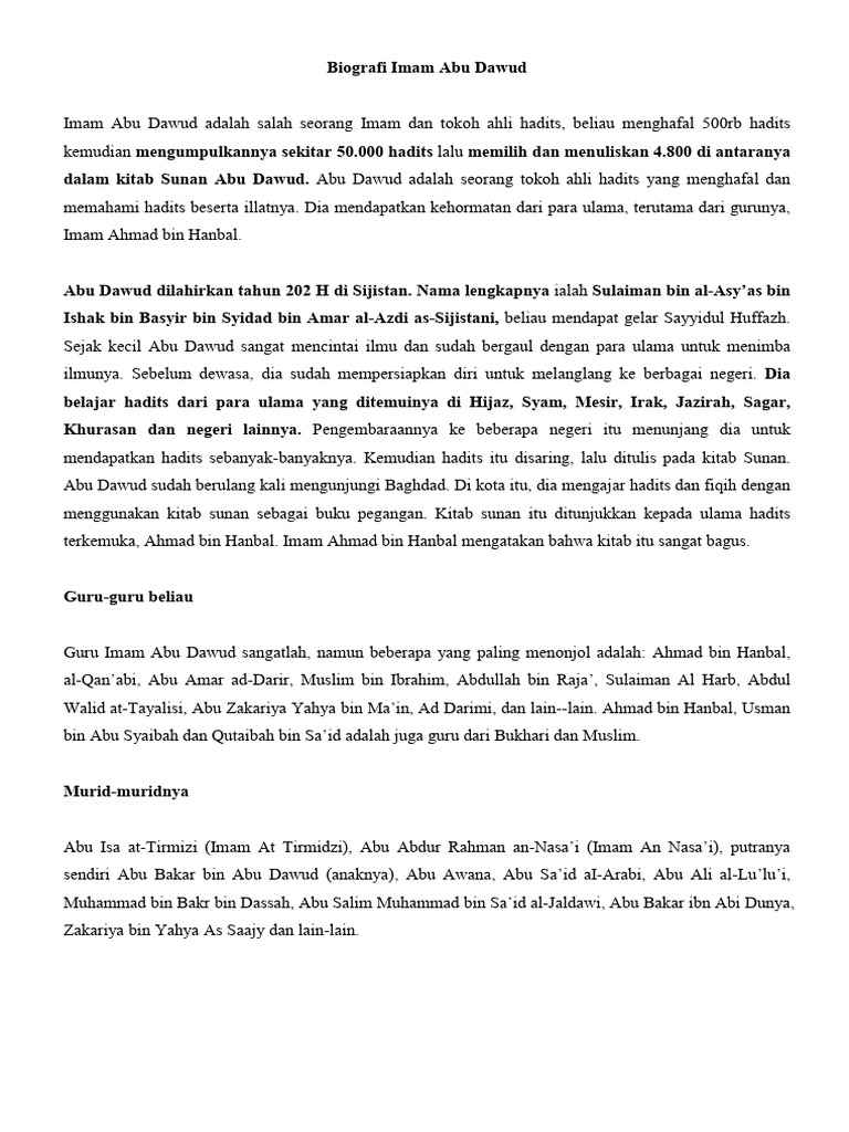 Gelar dan Biografi Imam Abu Dawud | PDF | Sejarah