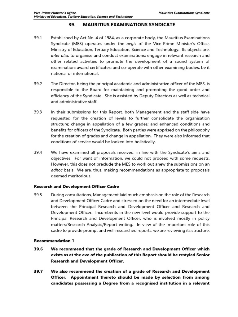 Mauritius Examinations Syndicate Roles | PDF | Information System